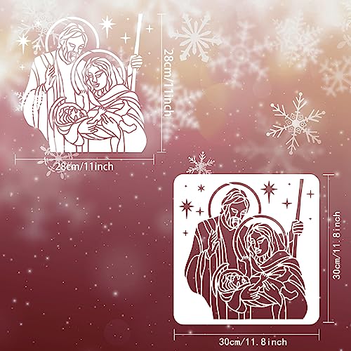 FINGERINSPIRE Holy Family Stencil 30x30cm Christmas Nativity Scene ...