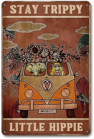 Amazon.com: CrazySign Vintage Sign Hippie Wall Decor Stay Trippy Little ...