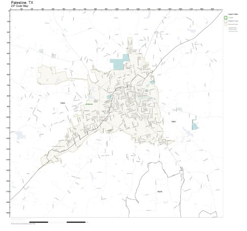Amazon.com : ZIP Code Wall Map of Palestine, TX ZIP Code Map Laminated ...