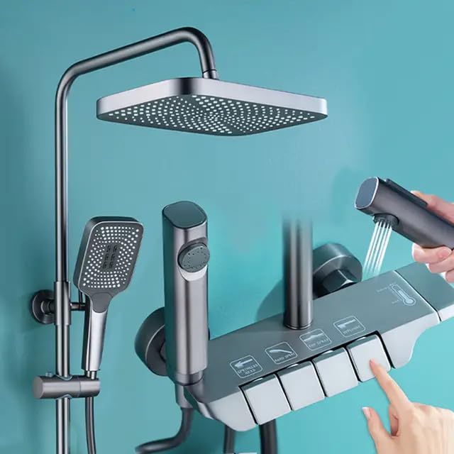 Grey Shower Set With Hot and Cold Rain Shower Mixer : Amazon.in: Home ...