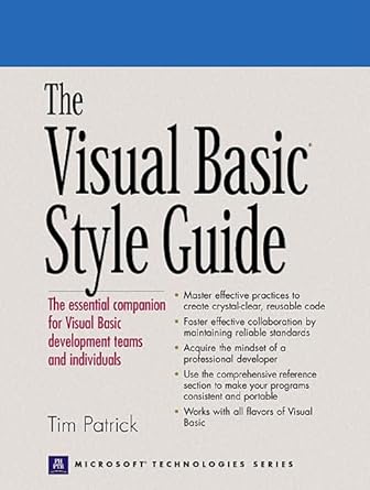 The Visual Basic Style Guide: 9780130883612: Computer Science Books ...