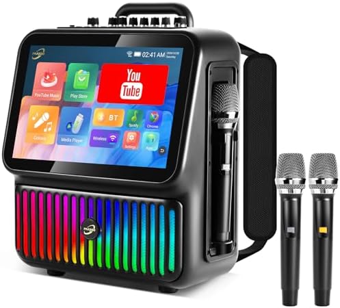 Smart Karaoke Machine for Adults, Built-in Screen with Lyrics Display ...