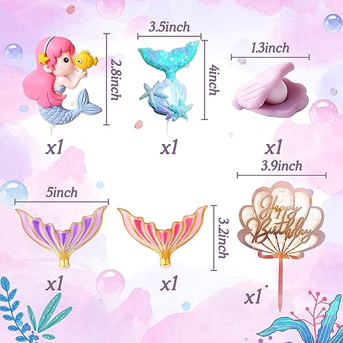 JeVenis Pink Little Mermaid Cake Topper Under the Sea Cake Decoration ...