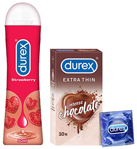 Durex Lube Strawberry Flavoured Lubricant Gel for Men & Women - 50ml ...
