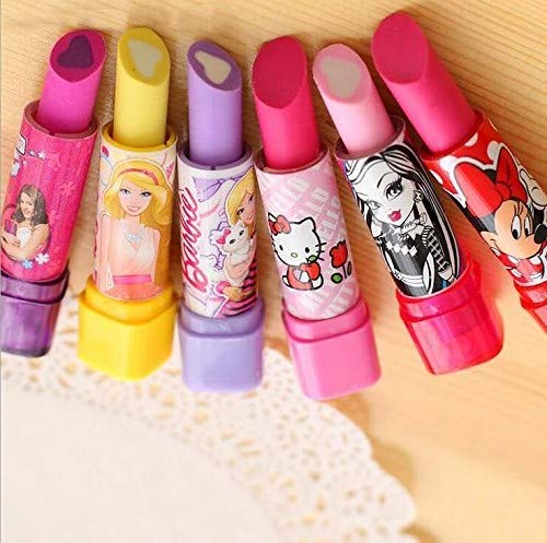 NEW CREATIONS Cute Lipstick Style Cartoon Featured Erasers Multicolour ...
