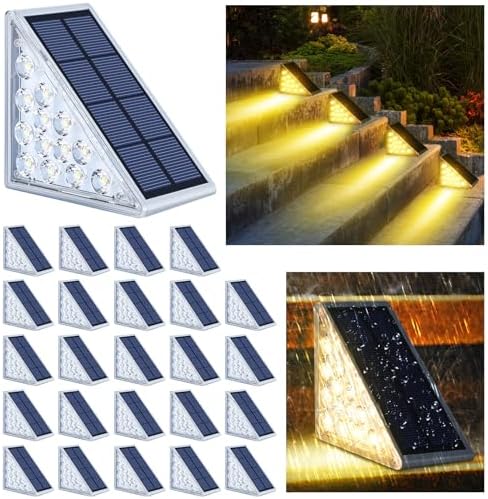 Treela 24 Pcs Solar Step Lights LED Waterproof Outdoor Stair Lights ...