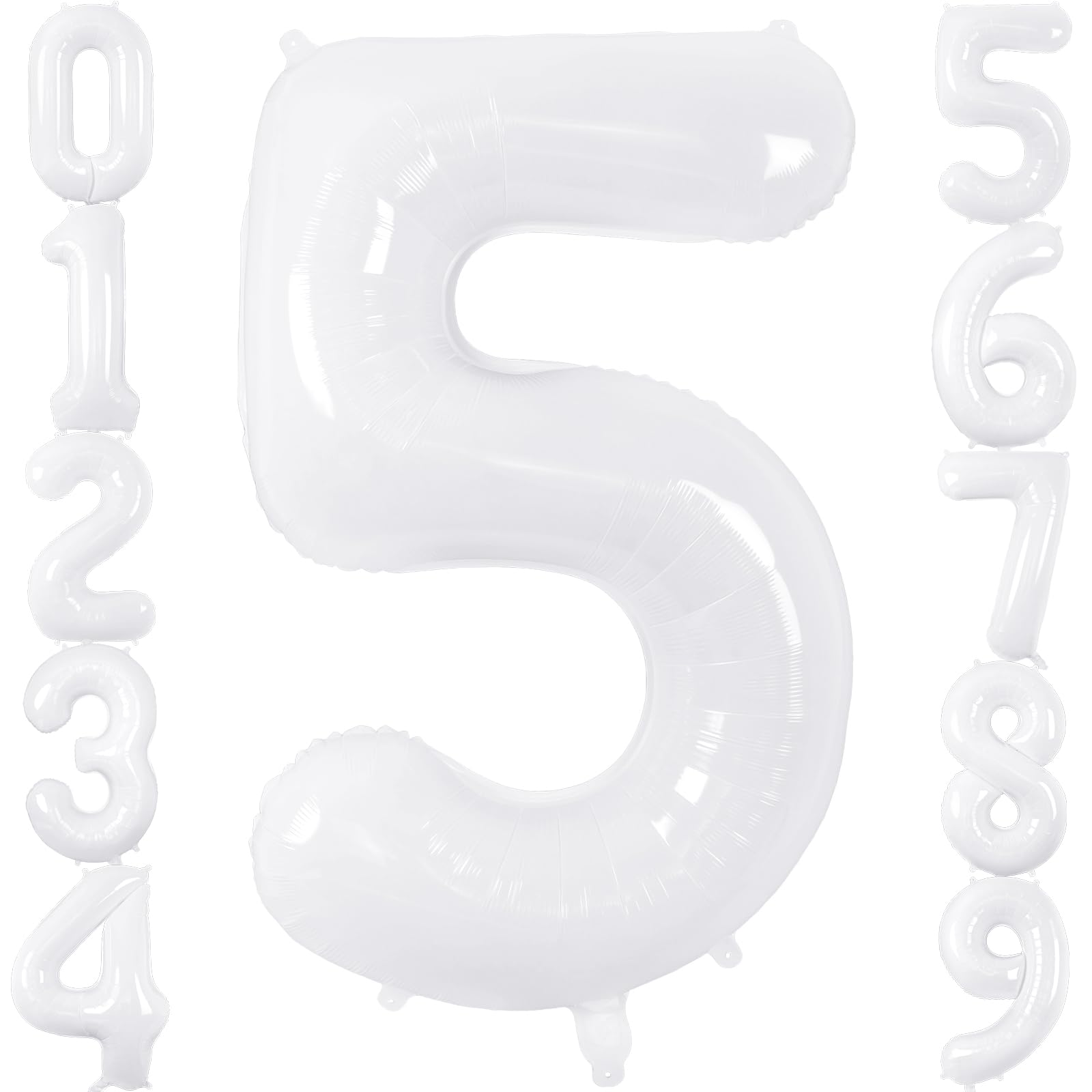 Amazon.com: White Number 5 Balloon 40 Inch, Big Large Foil Helium ...