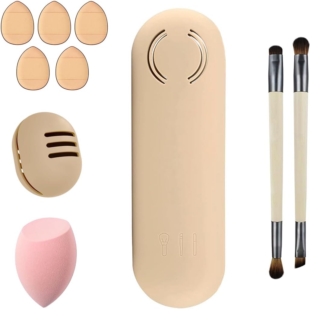 Amazon.com: Silicone Makeup Brush Bag,Large Silicone Makeup Brush Holder Travel And Makeup ...