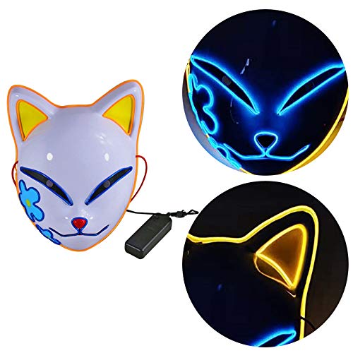 Buy Makomo Demon Slayer Cat Mask Replica LED Light Up Luminous Glowing ...