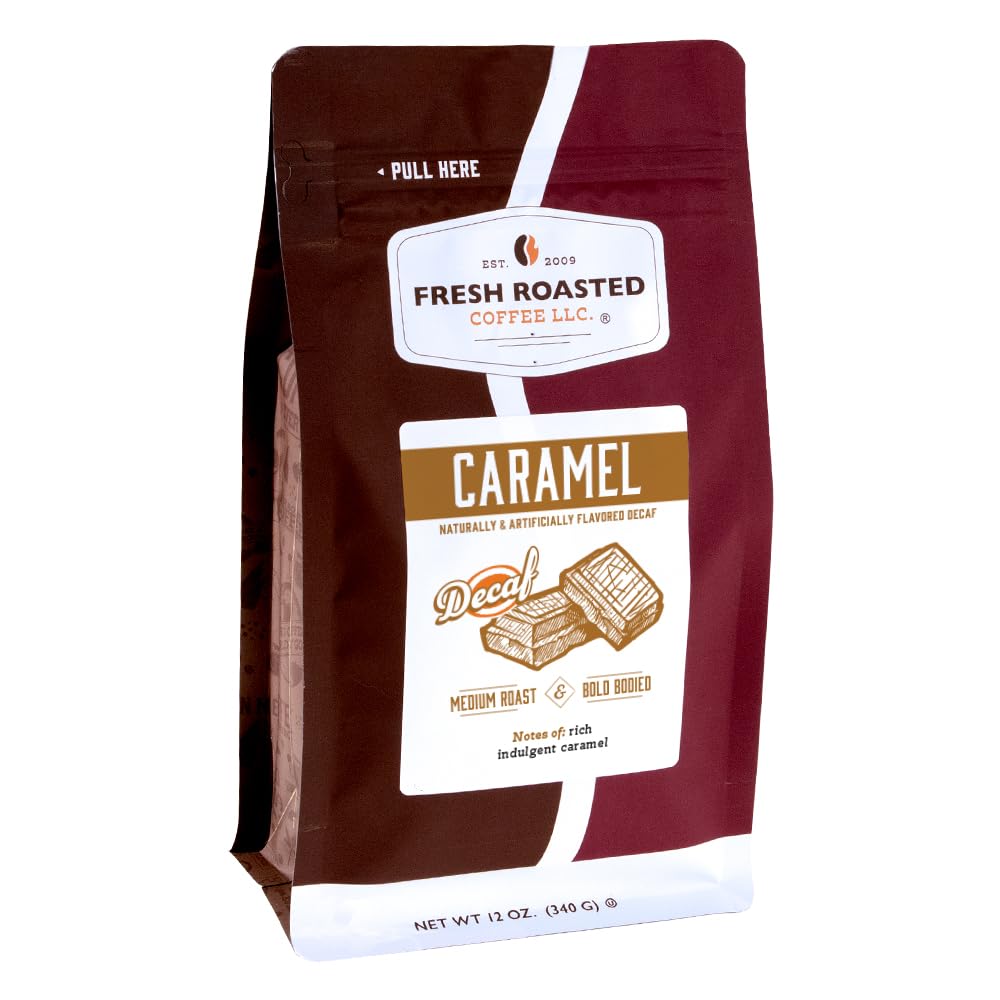 Amazon.com : Fresh Roasted Coffee, Decaf Caramel Flavored Coffee, 12 oz ...