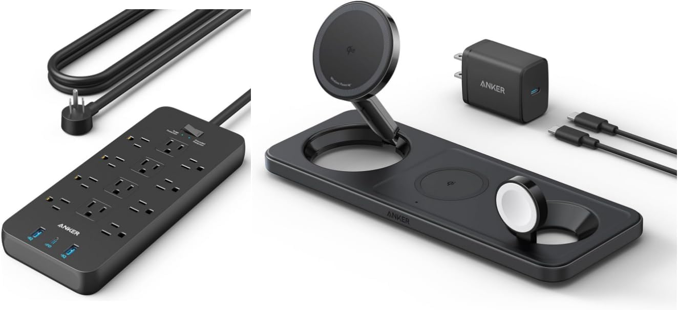 Amazon.com: Anker Power Strip Surge Protector with Anker MagGo Wireless ...