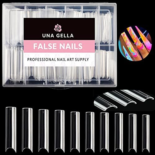 Amazon.com: UNA GELLA Tapered Square Nail Tips XXL 216 PCS No C Curve Nail Tips Extra Long ...