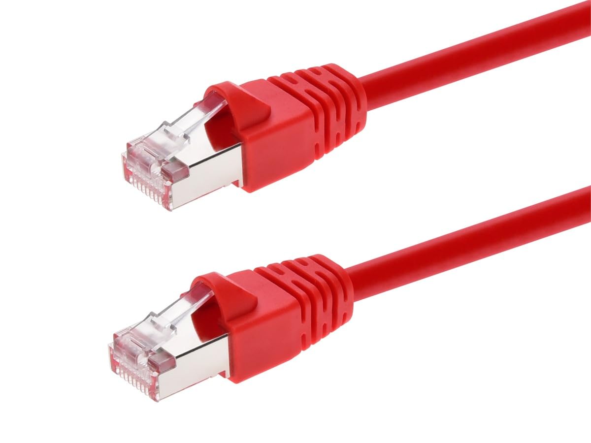 Amazon.com: Monoprice Cat6A 10ft Red Patch Cable Double Shielded (S/FTP ...