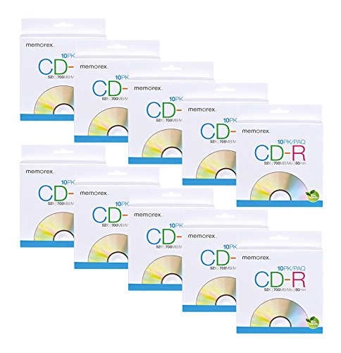 Memorex Blank CD-R 52X 10-Pack - Bulk of Ten 10-Packs (100 Total Discs ...