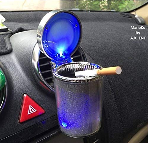 ManeKo Designer Cigarette Car Ash Tray/Ashtray with Blue LED Light ...