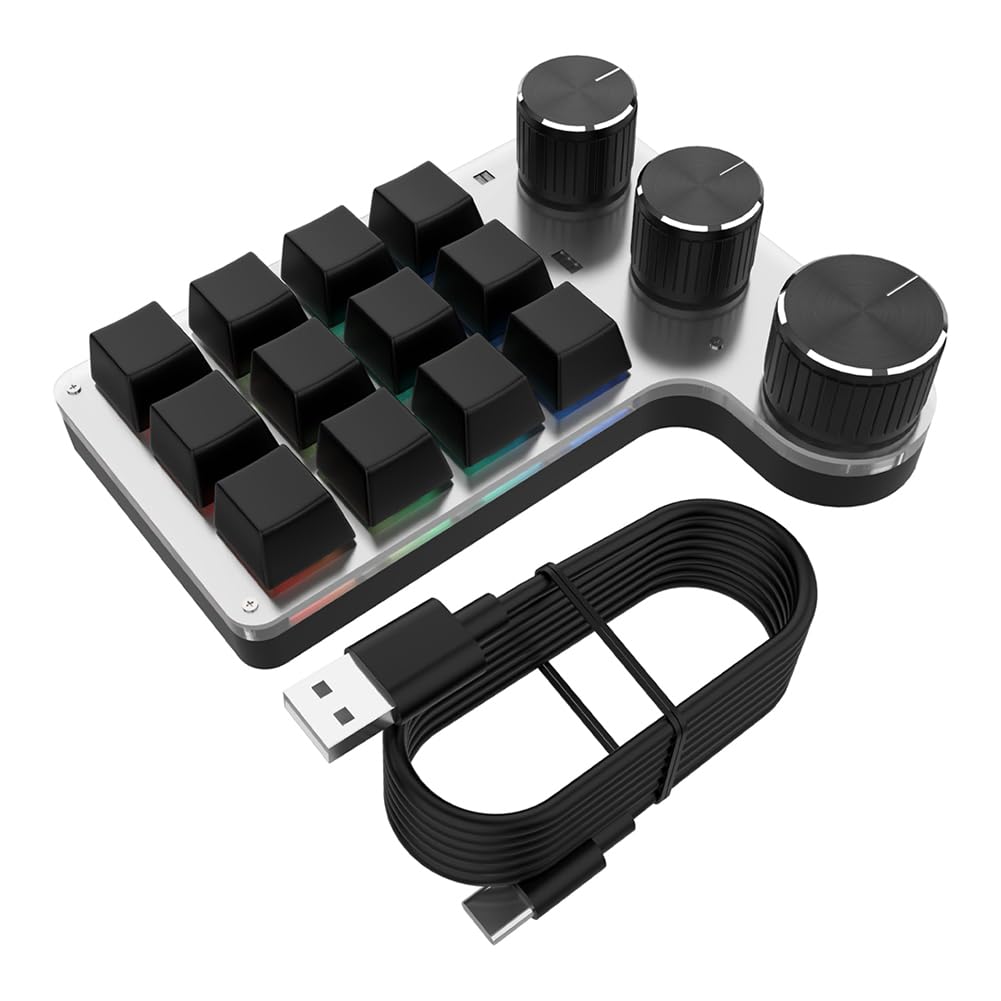 Lckiioy Programmable DIY Mechanical Keyboard RGB 12 Keys 3 Knob Custom ...