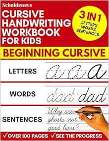 Amazon.com: Cursive Handwriting Workbook for Kids: 3-in-1 Writing ...