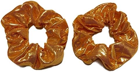 Amazon.com : Shiny Metallic Scrunchie Set, Set of 2 Sparkly Lame ...