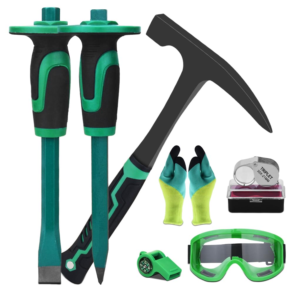 7-piece Geological Rock Pick Equipment Set, 32-ounce Rock Hammer, 2 ...