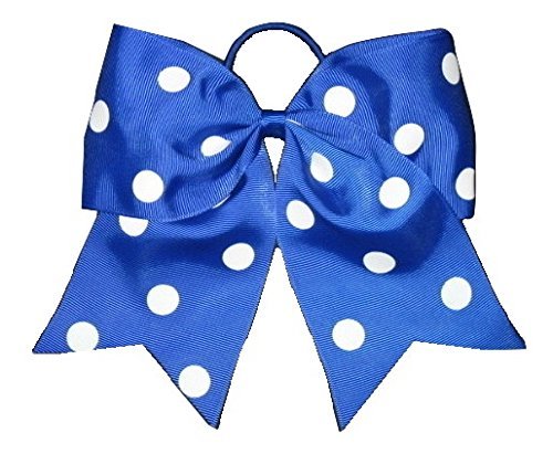 Amazon.com : NEW"POLKA-DOT Royal Blue" Cheer Bow Pony Tail 3 Inch ...