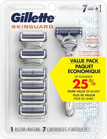 Amazon.com: Gillette Skinguard Mens Razor, Includes 1 Handle, 7 Razor ...