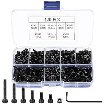 Amazon.com: M3 Metric Screws Assortment Kit, 420 Pcs Hex Socket Head ...