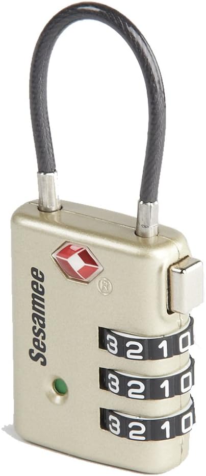 Sesamee K7500PTR 3 Dial Resettable Combination Cable TSA Approved ...