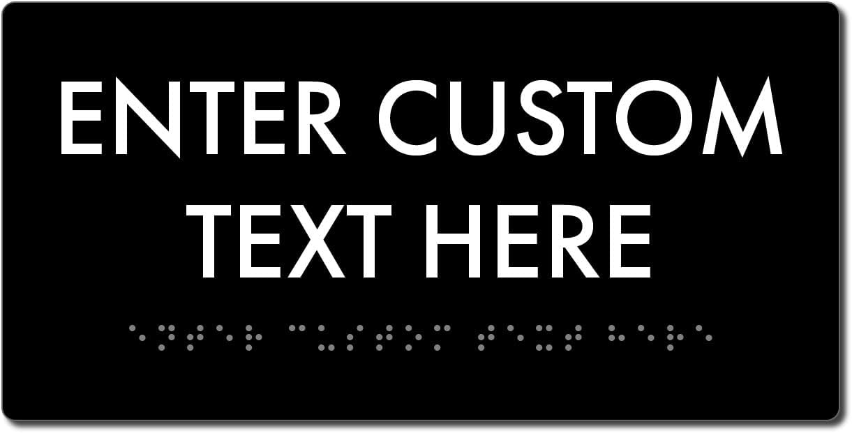 Amazon.com : Generic 4"" X 8"" BLACK Custom ADA Tactile Sign with ...