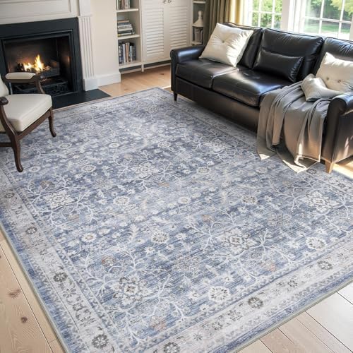 Amazon.com: MontVoo-Vintage Area Rug 5X7 Blue Rugs for Living Room-Soft ...