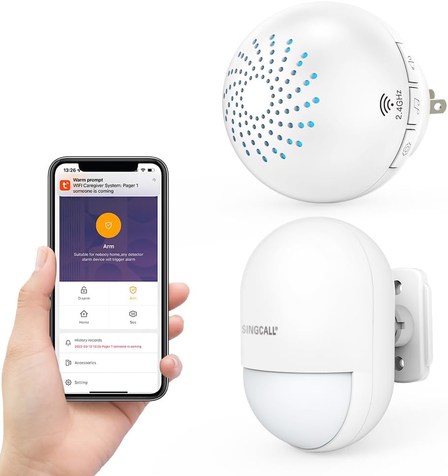 Amazon.com: SINGCALL Wireless Motion Sensor Alarm Driveway Alarm Indoor Smart Motion Sensor ...