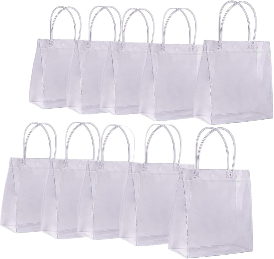 Amazon.com: Rikyo 20 pc Clear Gift Bags,Plastic Gift Bags with Handle ...