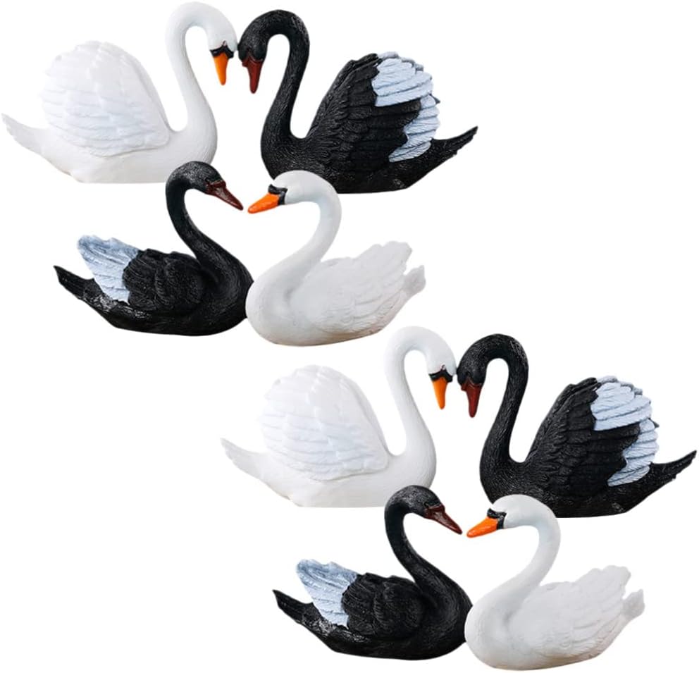 Amazon.com: 8pcs Miniature Swan Resin Figurine Mini Animal Garden ...