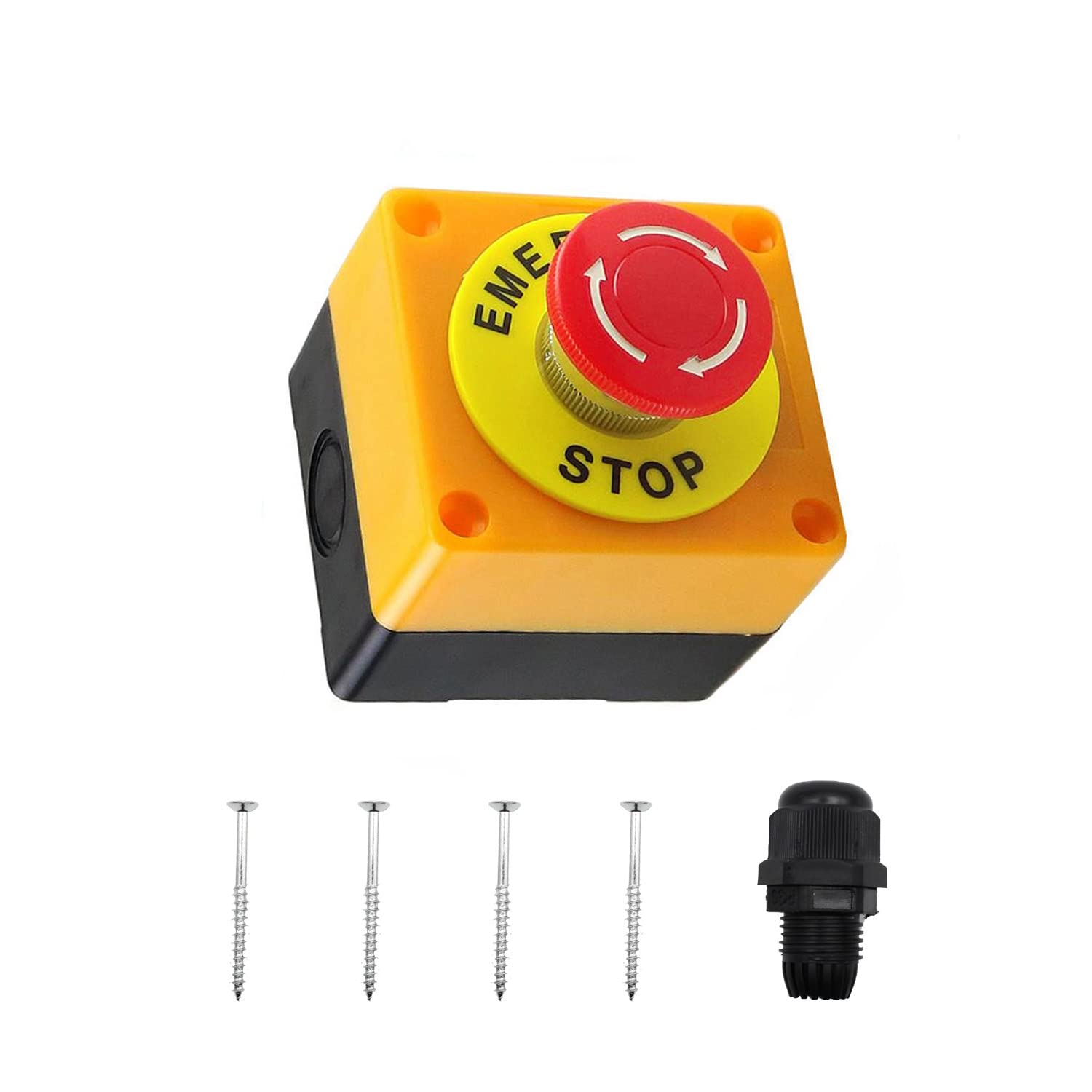 Buy TIANLIN Red Mushroom Switch Station Box, 1NC 1NO Emergency Stop ...