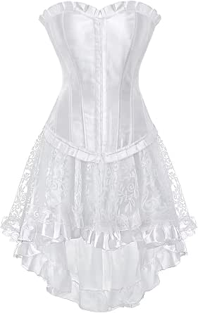 Amazon.com: Jutrisujo Corset Dress Top Skirt Set Plus Size Bustier ...