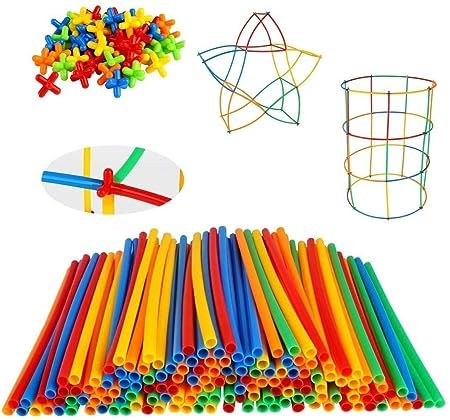 Mayne DIY Plastic Pipe Blocks Building Toys Straws(100 Pieces) And ...