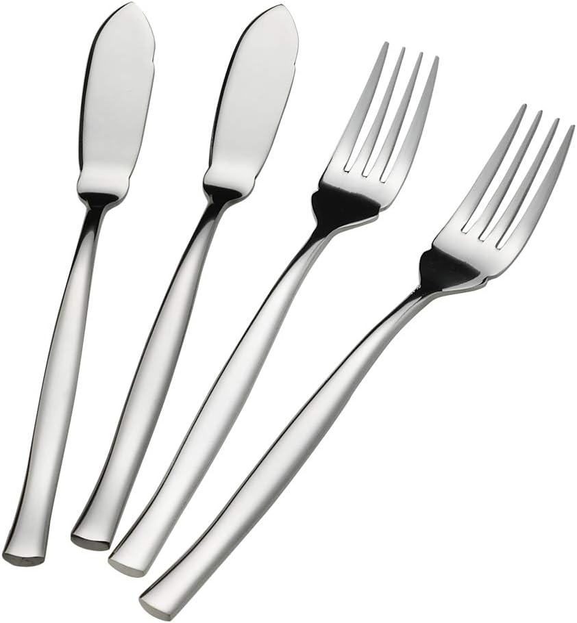 Amazon.com | Idomy 8-Piece Stainless Steel Fish Forks and Knives ...