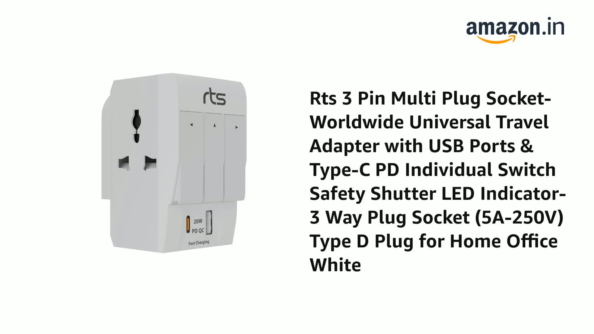 Watch Rts 3 Pin Multi Plug Socket-Worldwide Universal Travel Adapter ...