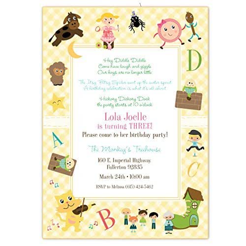 Amazon.com: Customizable Nursery Rhymes Party Invitations Yellow ...