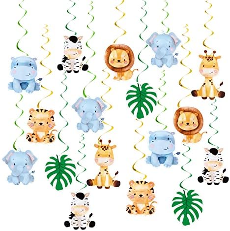 Amazon.com: Jungle Safari Animals Hanging Swirl Ceiling Streamers ...