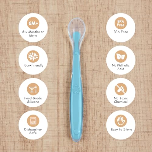Vicloon Silicone Spoon, 5 Pcs Baby Spoons for Baby Feeding and Infant ...