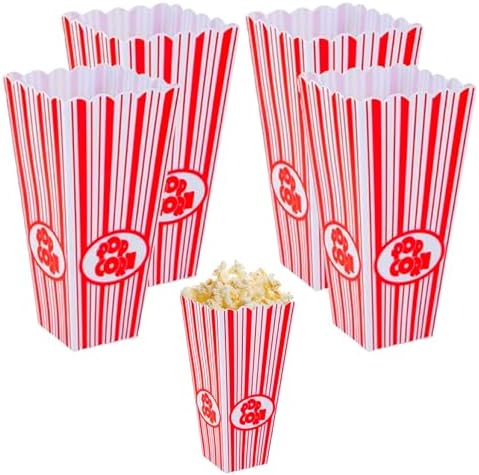 Lizzy 4pc Popcorn Holder | 8 x 19.4cm Reusable Plastic Red & White ...