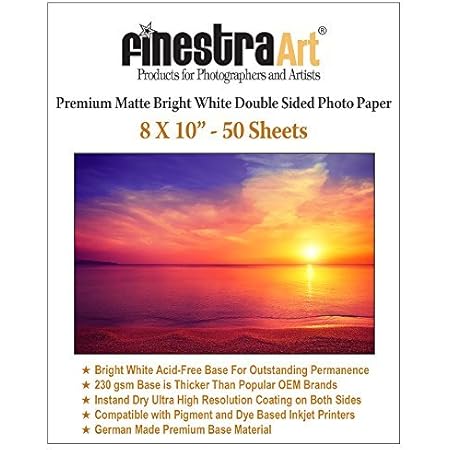 Amazon.com : 8" X 10" Premium Matte Bright White Inkjet Double Sided ...
