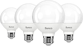 Sunco G25 LED Light Bulbs, Globe Vanity Lights for Bathroom High Output ...