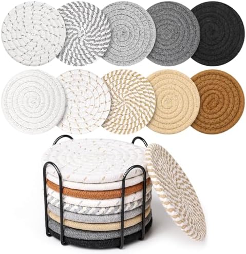 Amazon.com: Billbotk 10 Pieces Coasters for Drinks, Absorbent Drink ...