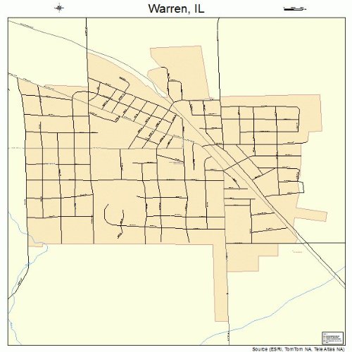 Large Street & Road Map of Warren, Illinois IL - Printed poster size ...