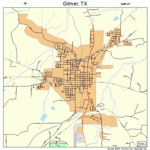 Large Street & Road Map of Gilmer, Texas TX - Printed poster size wall ...