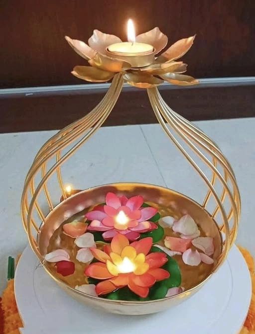 Buy Craftomanic® Heaven Lotus Urli Diya, 3 Layer Bowl, Diwali Decor ...