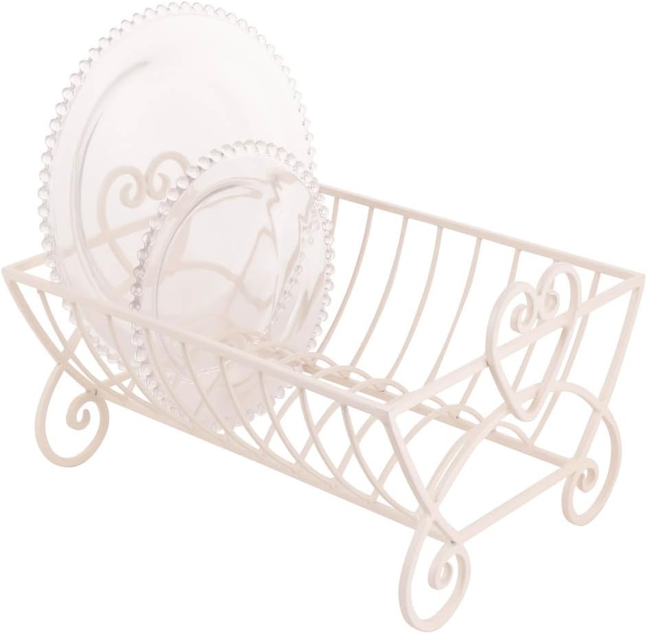 Dibor Cream Cast Iron Kitchen Sink Dish Drainer 10 Compartment Plate ...