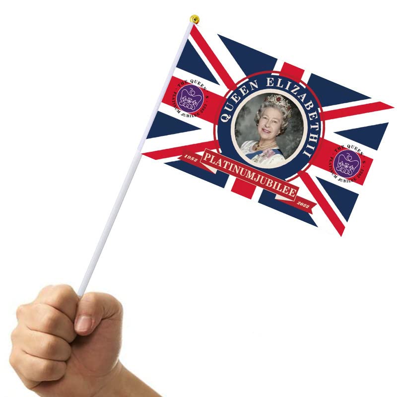 12pcs Platinum Jubilee Queen’s Hand-waving Flag Queen 70th Anniversary ...