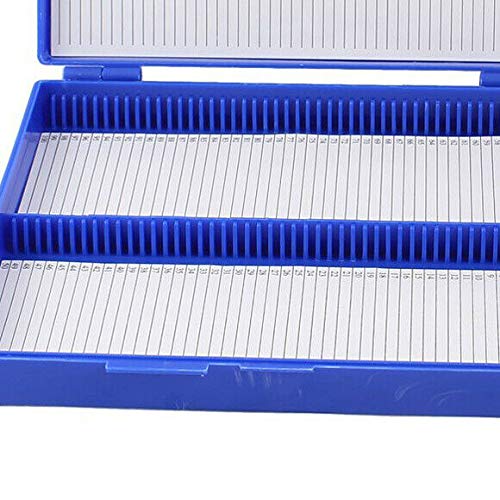 WHIZZO 1X(Royal Blue Rectangle Hold 100 Microslide Slide Microscope Box ...